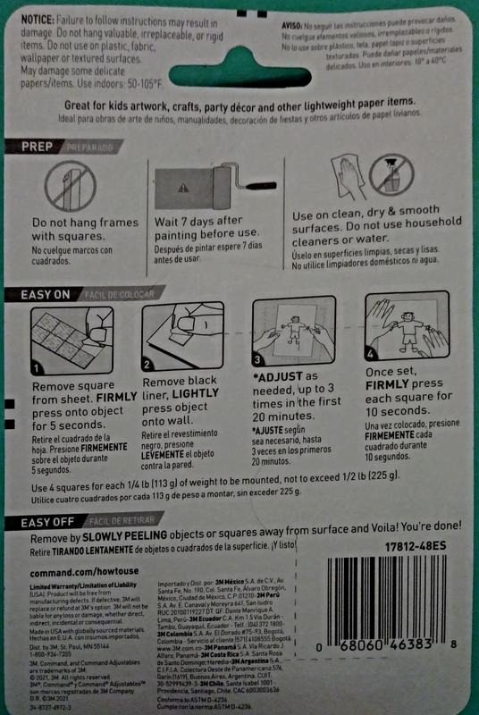 Command White Adjustables Removable Damage Free Mounting Squares 96 ...