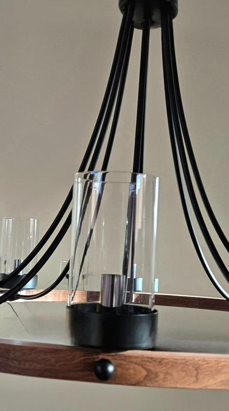 Bismarck 8-Light Wood Candle Style Wagon Wheel Chandelier with Wrought ...