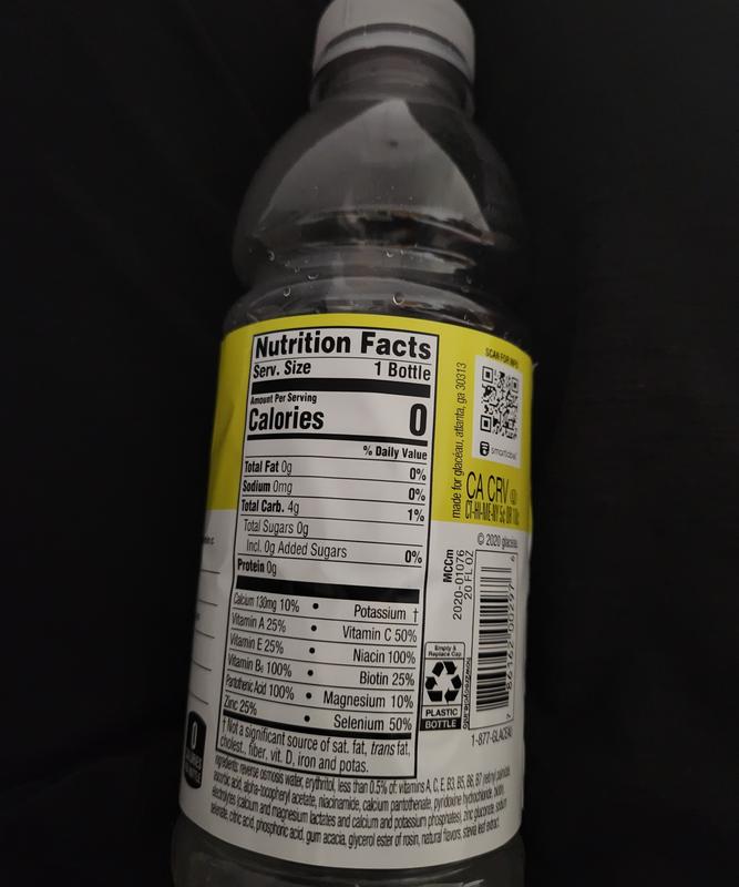 Vitamin Water Zero Nutrition Label