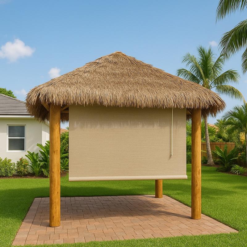 allen + roth 96-in x 96-in Stone Light Filtering Cordless Outdoor ...