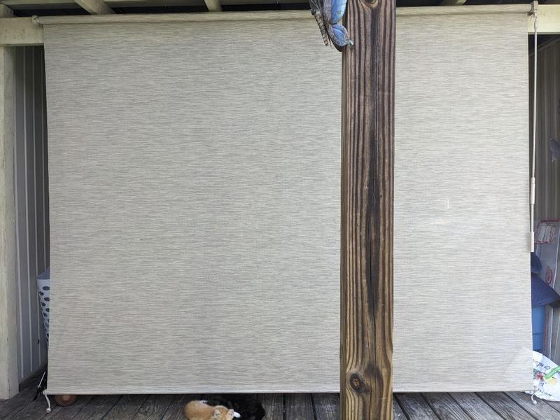 allen + roth 96-in x 96-in Stone Light Filtering Cordless Outdoor ...