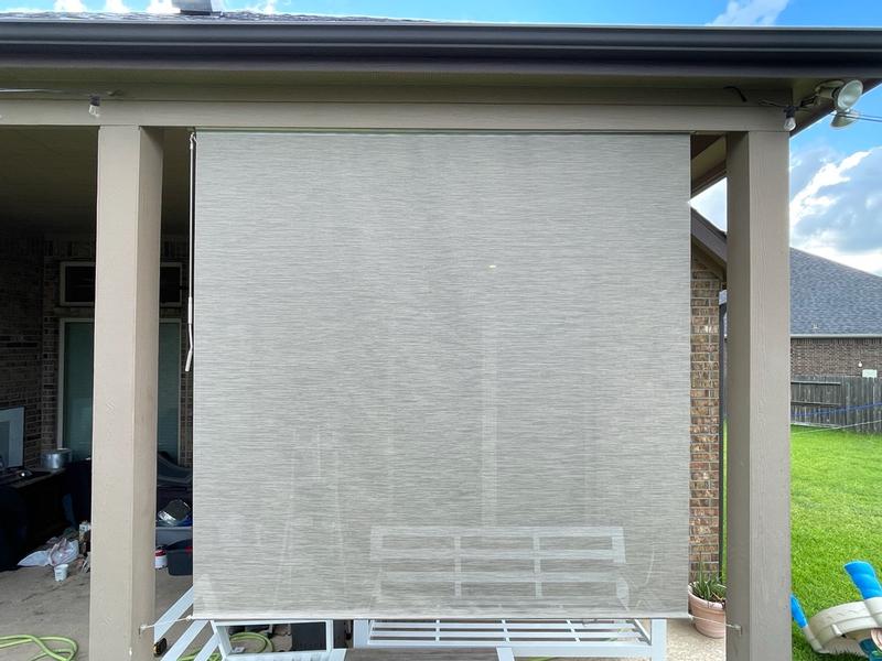 allen + roth 96-in x 96-in Sand Light Filtering Cordless Outdoor Roller ...