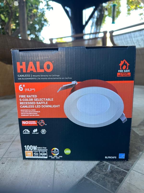 Halo Fire Rated Canless Downlight White 4-in 900 -Lumens Switchable ...