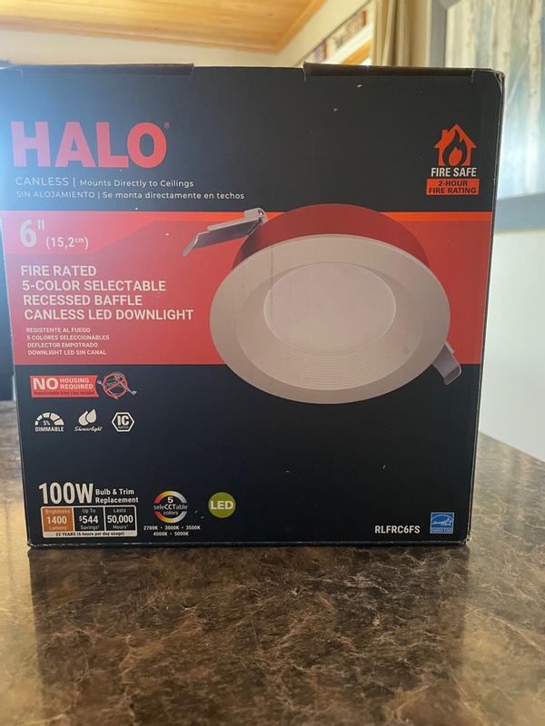 Halo Fire Rated Canless Downlight White 6-in 1399.99 -Lumens Switchable ...