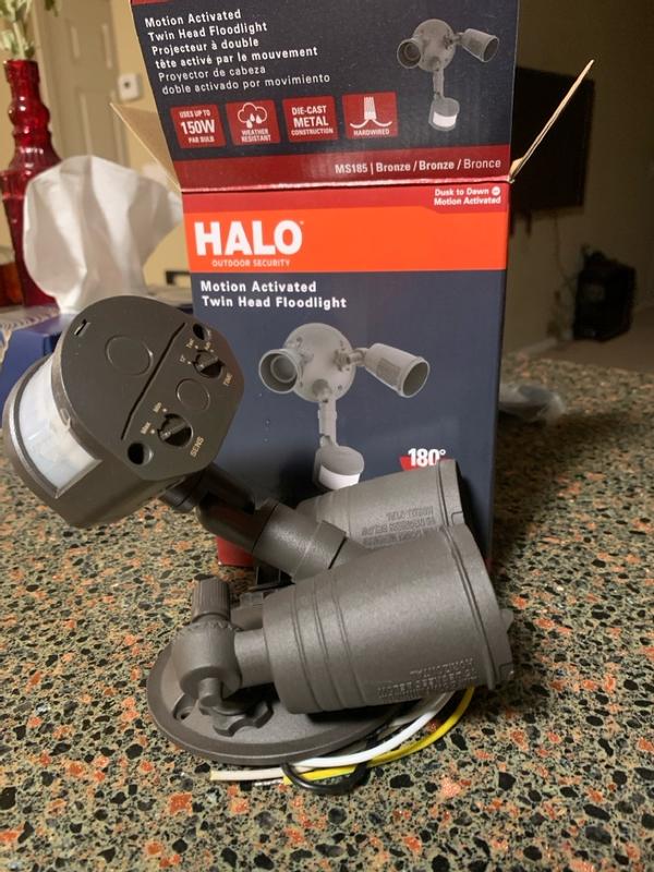HALO 180-Degree 100-Wattage Equivalent Hardwired LED Bronze 2-Head ...