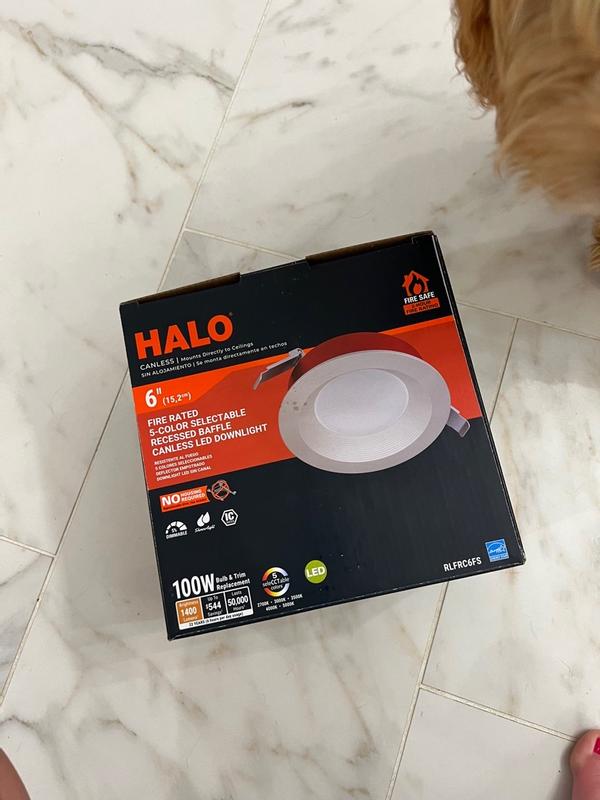 Halo Fire Rated Canless Downlight White 4-in 900 -Lumens Switchable ...