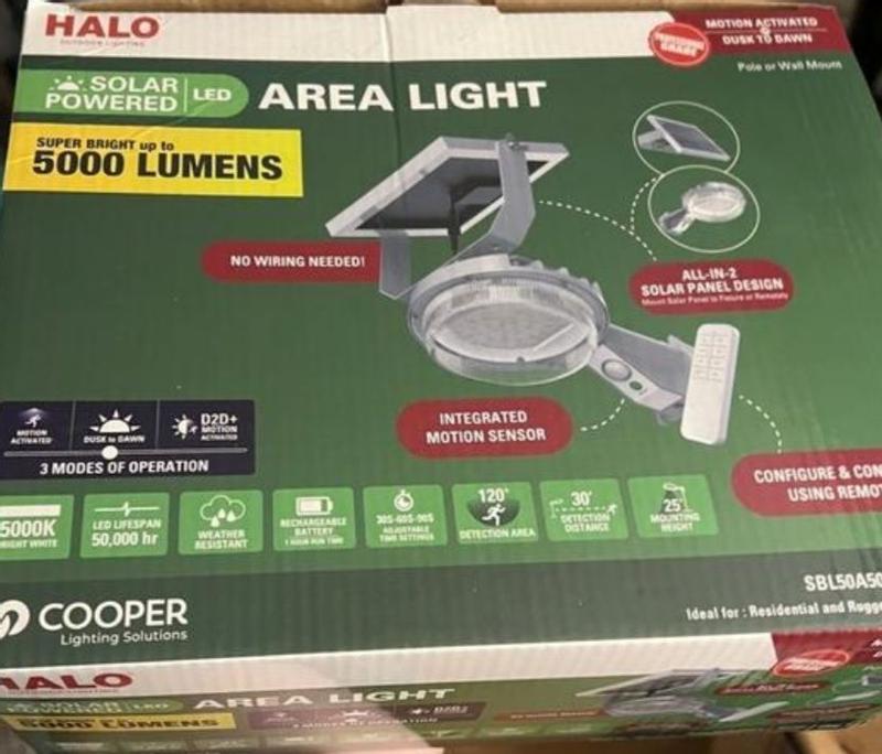 HALO 5000-Lumen 34.5-Watt Gray Solar LED Outdoor Motion-Activated Area ...