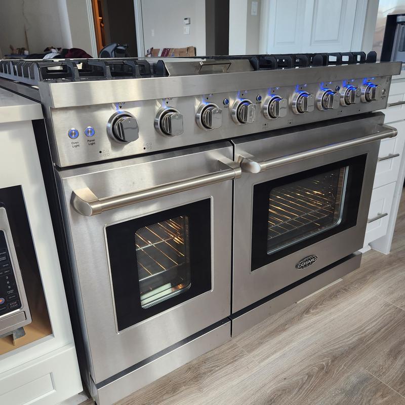 Cosmo 48-in 4.2-cu ft / 2.5-cu ft Convection Oven Slide-in Double Oven ...