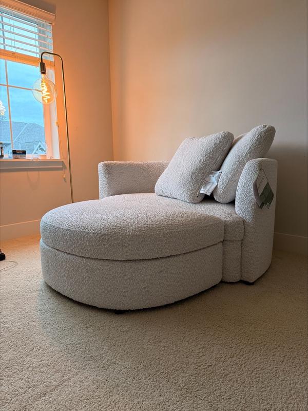 Holley Oversized Fabric Accent Chair with Storage Ottoman Costco