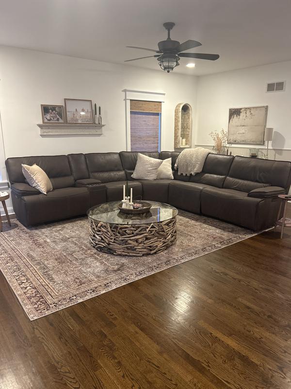 Brower fabric power reclining sectional with power headrest store