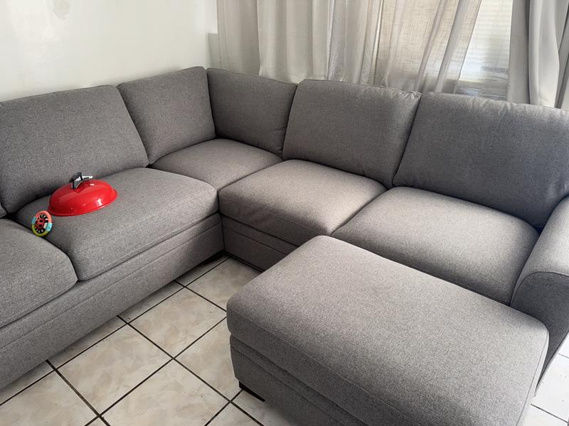 Thomasville Langdon Fabric Sectional with Chaise and Storage Ottoman Gray Costco
