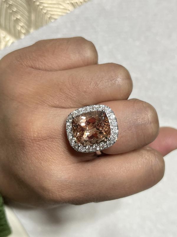 Morganite and Diamond 14kt White Gold Ring Costco