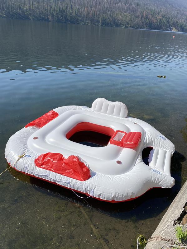 Summer Waves Inflatable Floating River/Lake 4-Person Party Island w ...