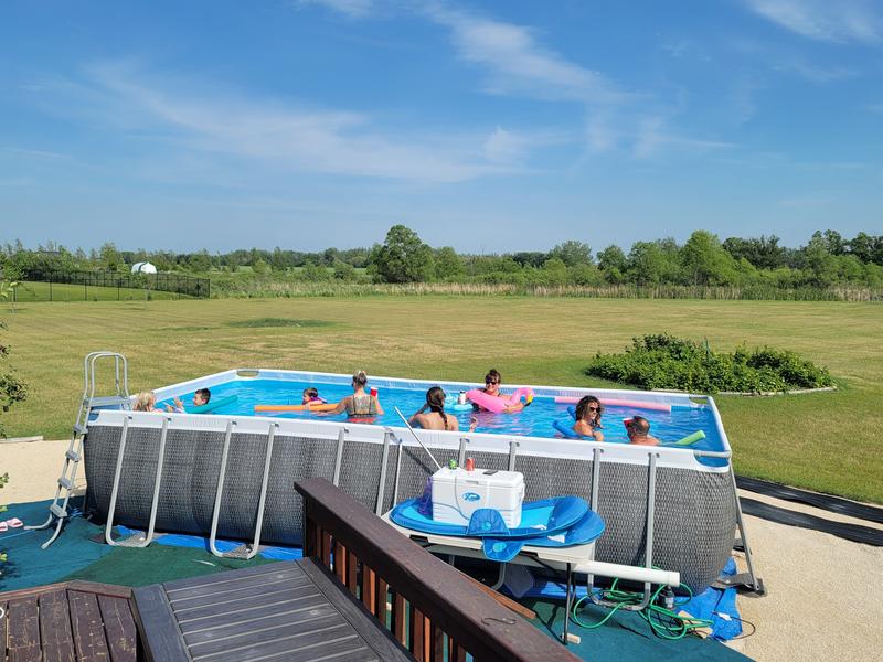 Coleman® Rectangular Steel Frame Swimming Pool with Ladder, 22-ft x 12 ...