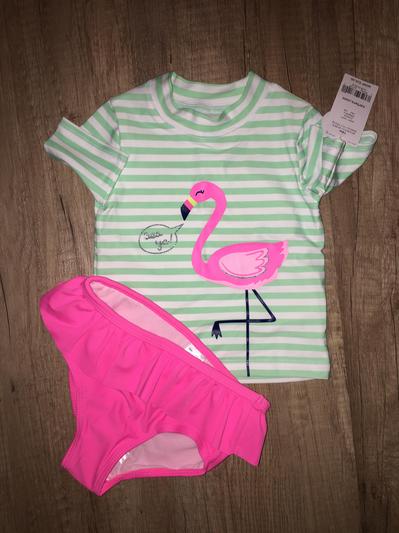 Carter's 2-Pc. Flamingo-Print Rash Guard, Baby Girls - Macy's