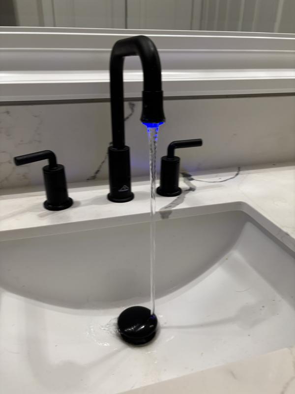 CASAINC LED Basin Faucet Matte Black Widespread 2-handle Mid-arc ...