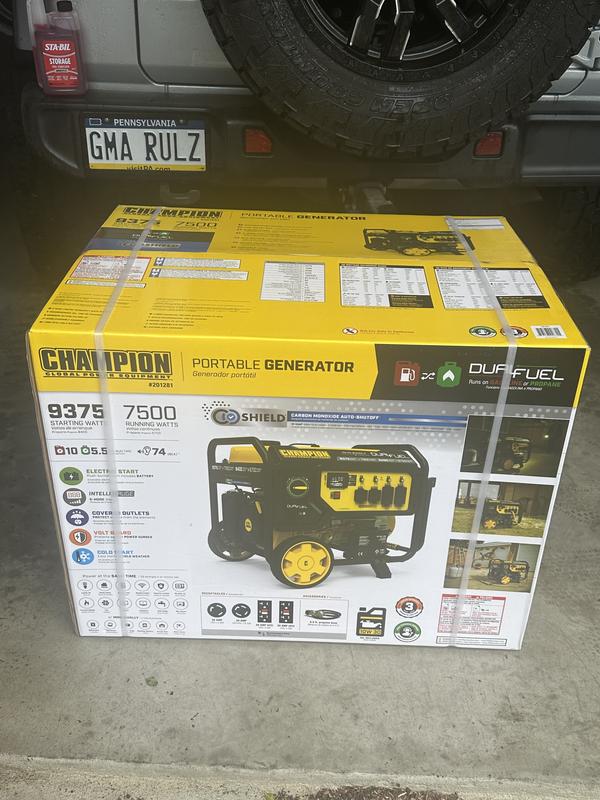 Champion Power Equipment 7500W Electric Start Dual Fuel Backup Portable ...