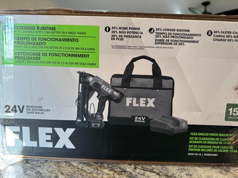 FLEX 2-1/2-in 15-Gauge Cordless Angled Finish Nailer (Battery and Charger Not Included) FX4311B ...