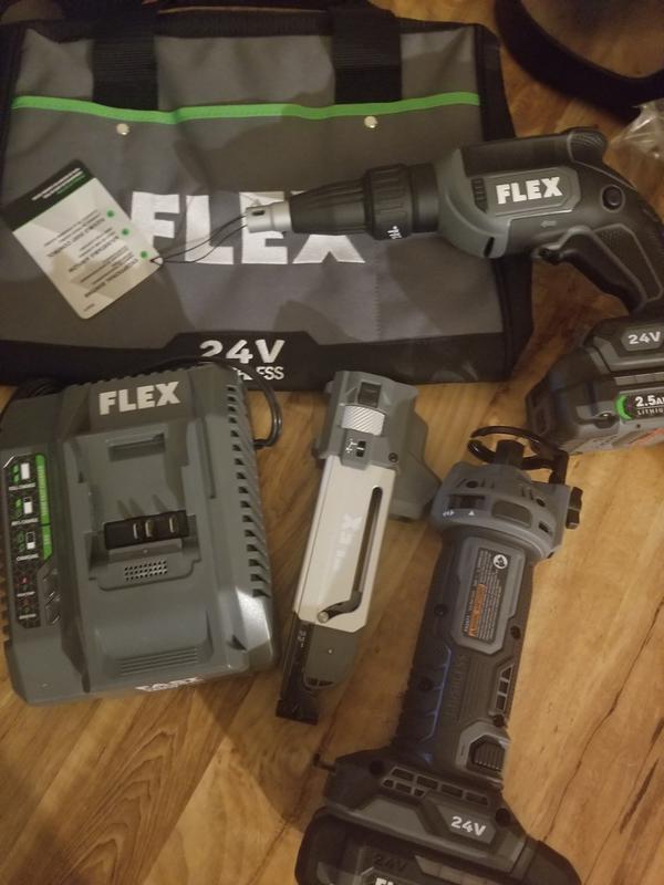 Flex 24V Drywall Screw Gun, AutoFeed Attachment Cut-Out, 47% OFF
