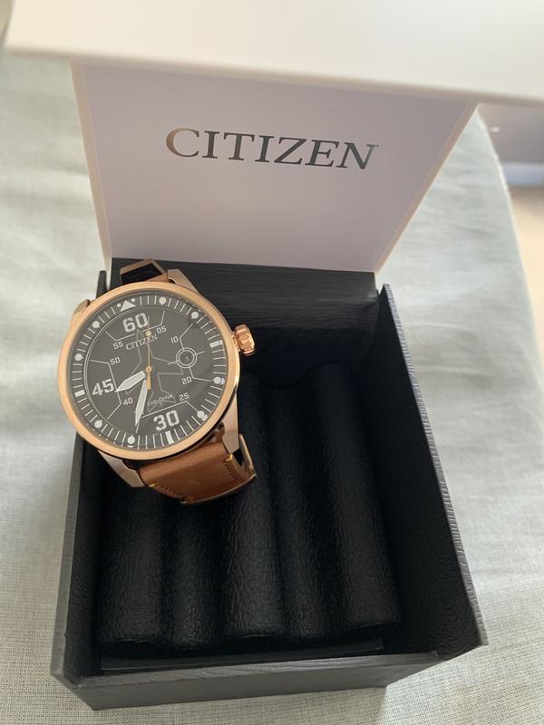 Citizen Eco-Drive Men's Avion Weekender Brown Leather Strap Watch 45mm ...