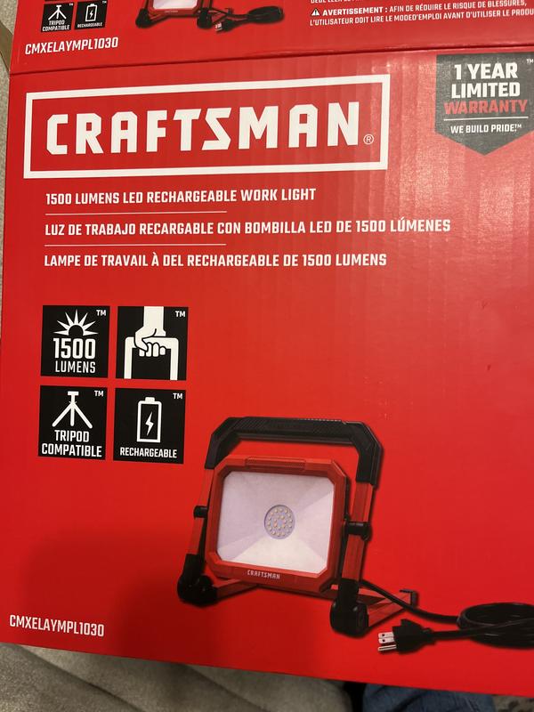 CRAFTSMAN 1500-Lumen LED Battery-operated Rechargeable Portable Work ...