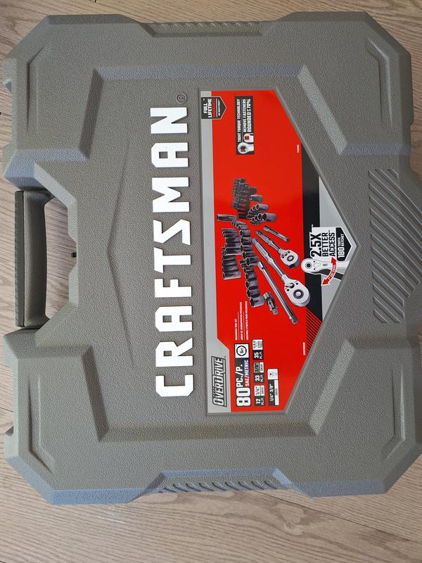 CRAFTSMAN OVERDRIVE 80-Piece Standard (SAE) and Metric Gunmetal Chrome ...