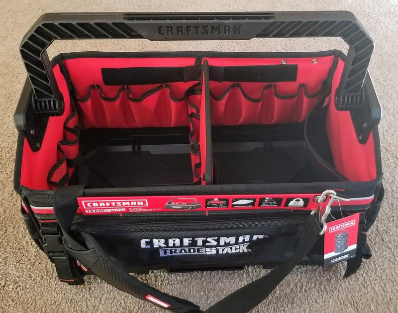 CRAFTSMAN TRADESTACK System Black/Red Polyester 22.375-in Zippered Tool ...