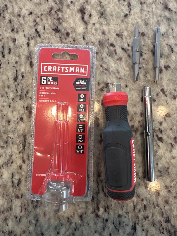 CRAFTSMAN 6-Piece Bi-material Handle Assorted Multi-bit Screwdriver in ...