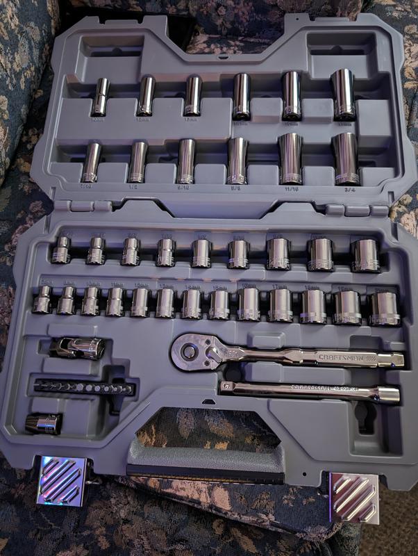 CRAFTSMAN OVERDRIVE 49-Piece Standard (SAE) and Metric Gunmetal Chrome ...