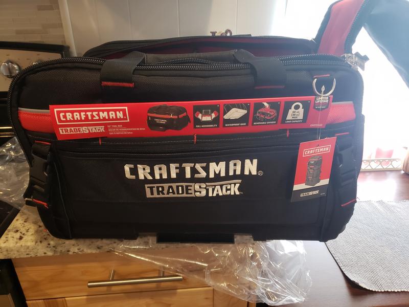 CRAFTSMAN TRADESTACK System Black/Red Polyester 22.375-in Zippered Tool ...