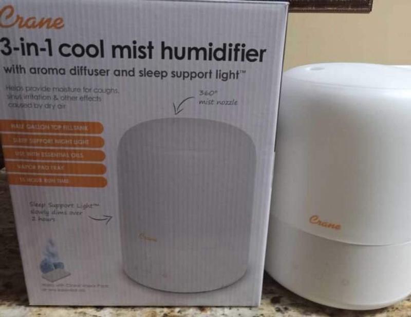 Crane Baby 3 in 1 Compact Humidifier - 0.5 Gallon with Sleep Support ...