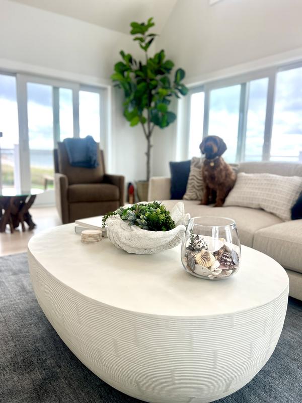 Beton White Concrete 52 Oval Coffee Table Reviews Crate Barrel