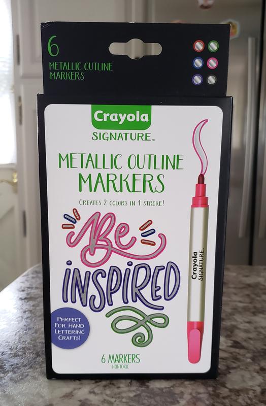 Crayola Logo Schablone Signature Metallic Outline Paint Marker Set