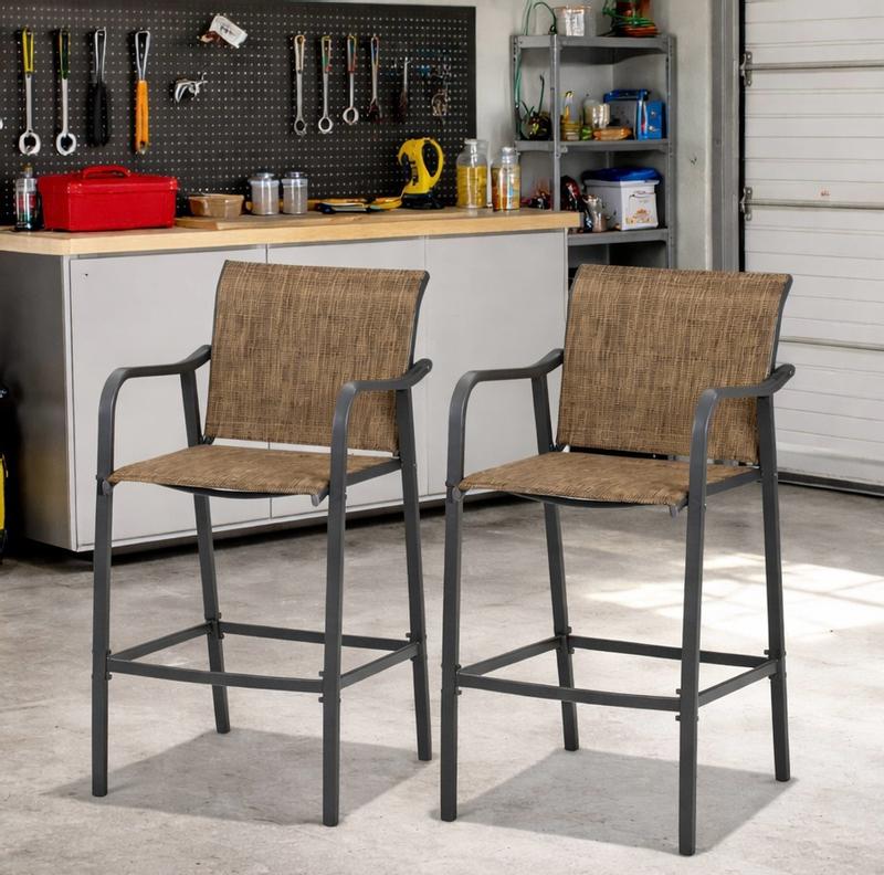 Crestlive Products Teslin bar chair set of two Set of 2 Brown Metal ...
