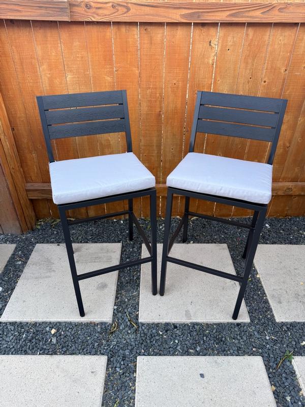 Crestlive Products Patio Bar Stool Set of 2 Beige Metal Frame ...