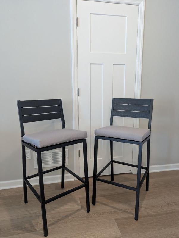 Crestlive Products Patio Bar Stool Set of 2 Beige Metal Frame ...