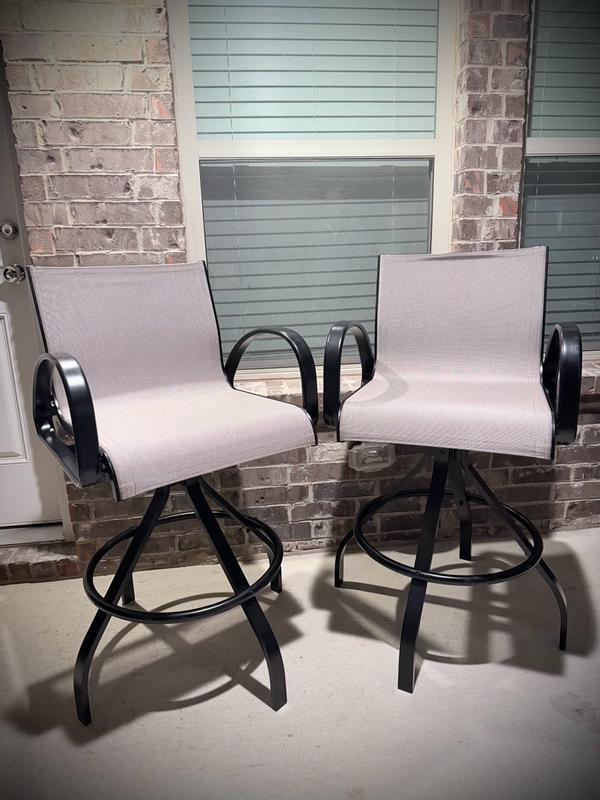 Crestlive Products Set of 2 Black Swivel Bar Stool Chair with Brown ...