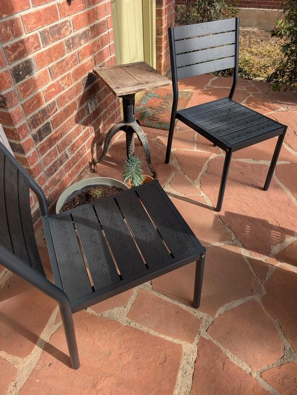 Crestlive Products Set of 2 Stackable Black Stationary Dining Chair ...