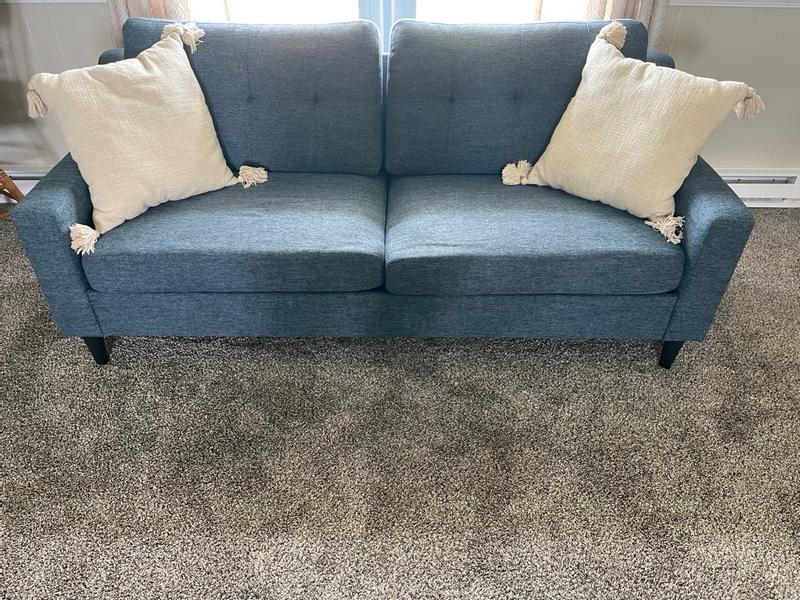 Brookside Ellen 75.5-in Modern Camel Faux Leather 3-seater Sofa ...