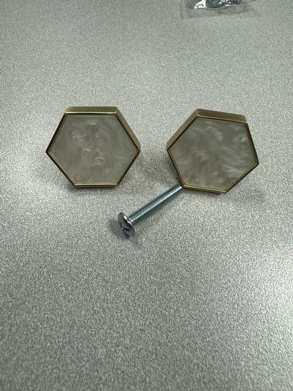 Amerock Accents 1-5/16-in Gold and Mother Of Pearl Hexagonal Contemporary Cabinet Knob (2-Pack ...