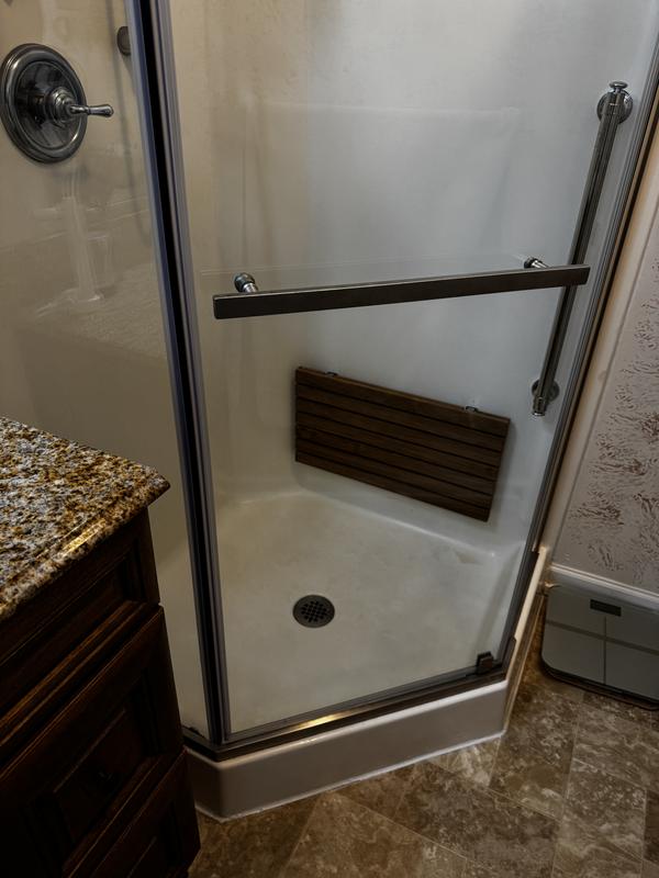 ANZZI Teak with Aluminum Trim Hardware Wood Wall Mount Shower Seat (Ada ...