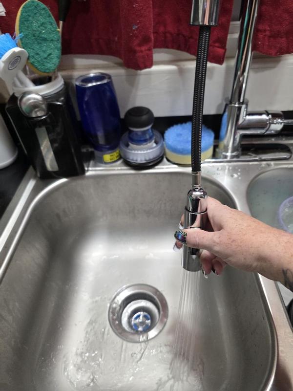 ANZZI Navona Brushed Nickel Single Handle Pull-out Kitchen Faucet (Deck ...