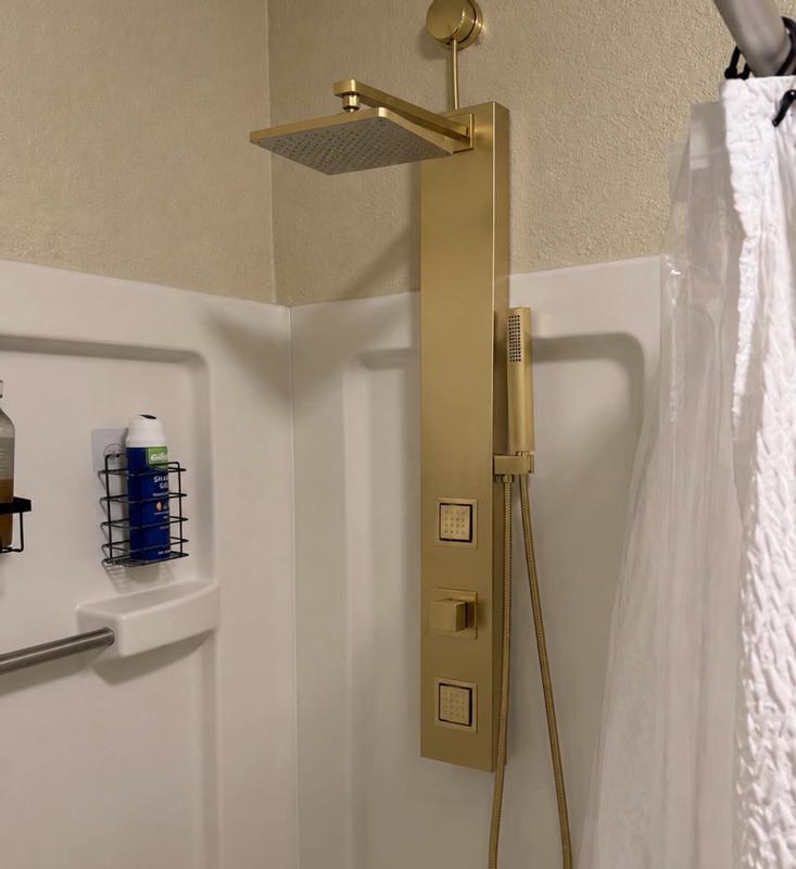 ANZZI Silent Brushed Steel 6.9-in Waterfall Shower Panel System with 3 ...