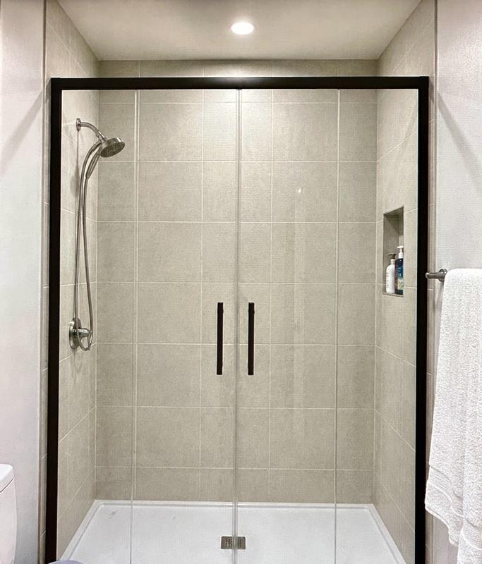 ANZZI Stellar Series Brushed Nickel Door - Right Drain Base 48-in W x ...