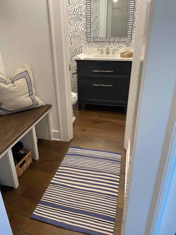 DASH & ALBERT Rugby 2 x 8 Stripe Handwoven Indoor/Outdoor Rug in the ...