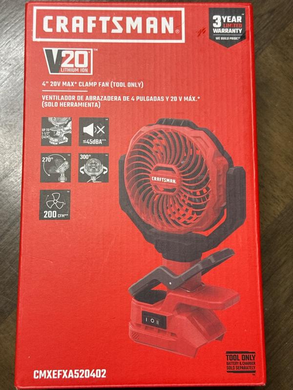 CRAFTSMAN 4-in 20 -Volt Indoor Red and black Desk Fan in the Portable ...