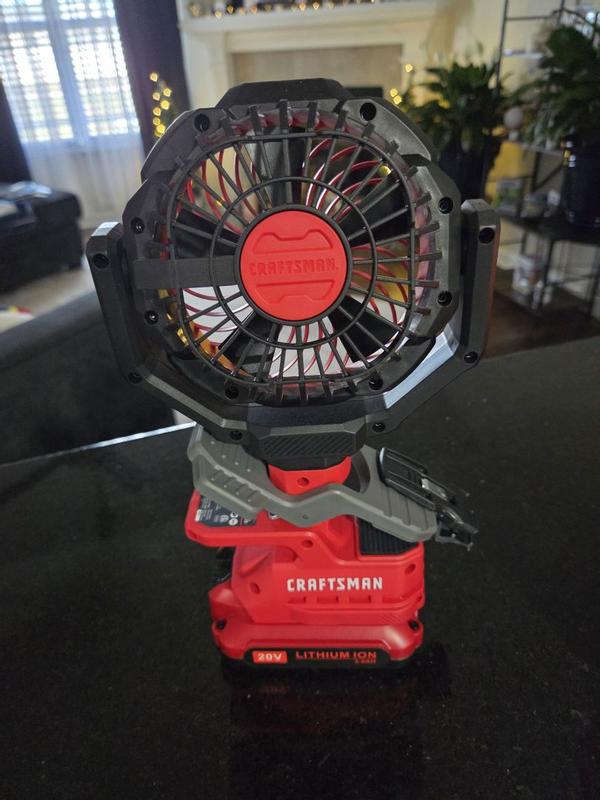CRAFTSMAN 4-in 20 -Volt Indoor Red and black Desk Fan in the Portable ...