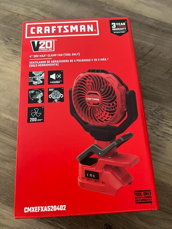 CRAFTSMAN 4-in 20 -Volt Indoor Red and black Desk Fan in the Portable ...
