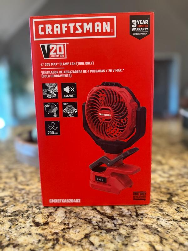 CRAFTSMAN 4-in 20 -Volt Indoor Red and black Desk Fan in the Portable ...