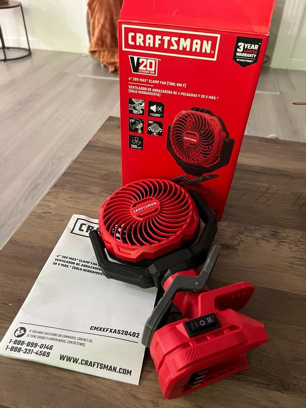 CRAFTSMAN 4-in 20 -Volt Indoor Red and black Desk Fan in the Portable ...